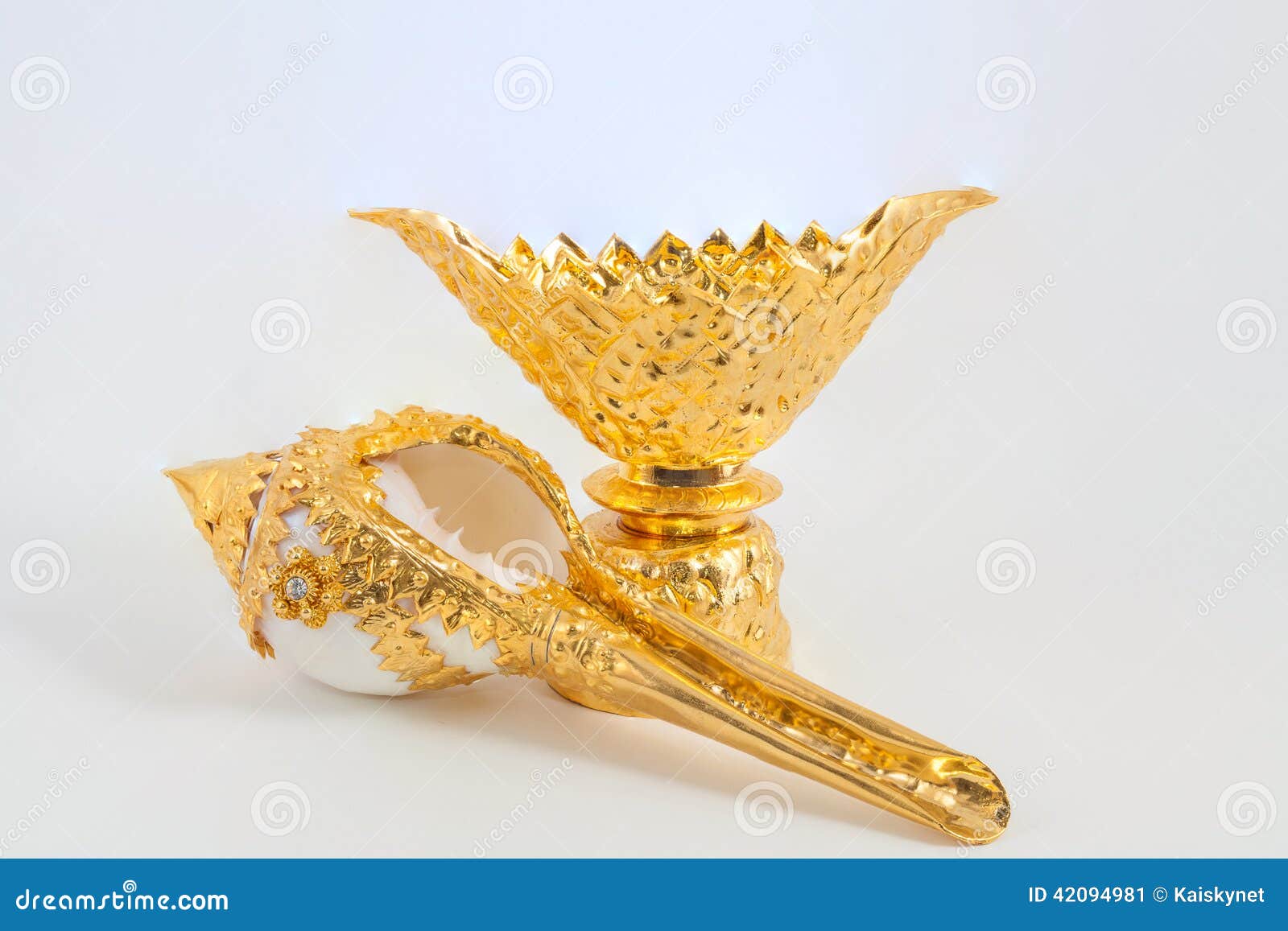 Conch shell on golden tray stock image. Image of conch - 42094981