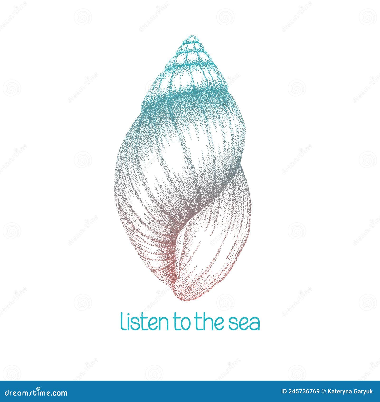 Conch Shell On Beach Mountain Sun Coconut Tree Mono LIne Vector ...