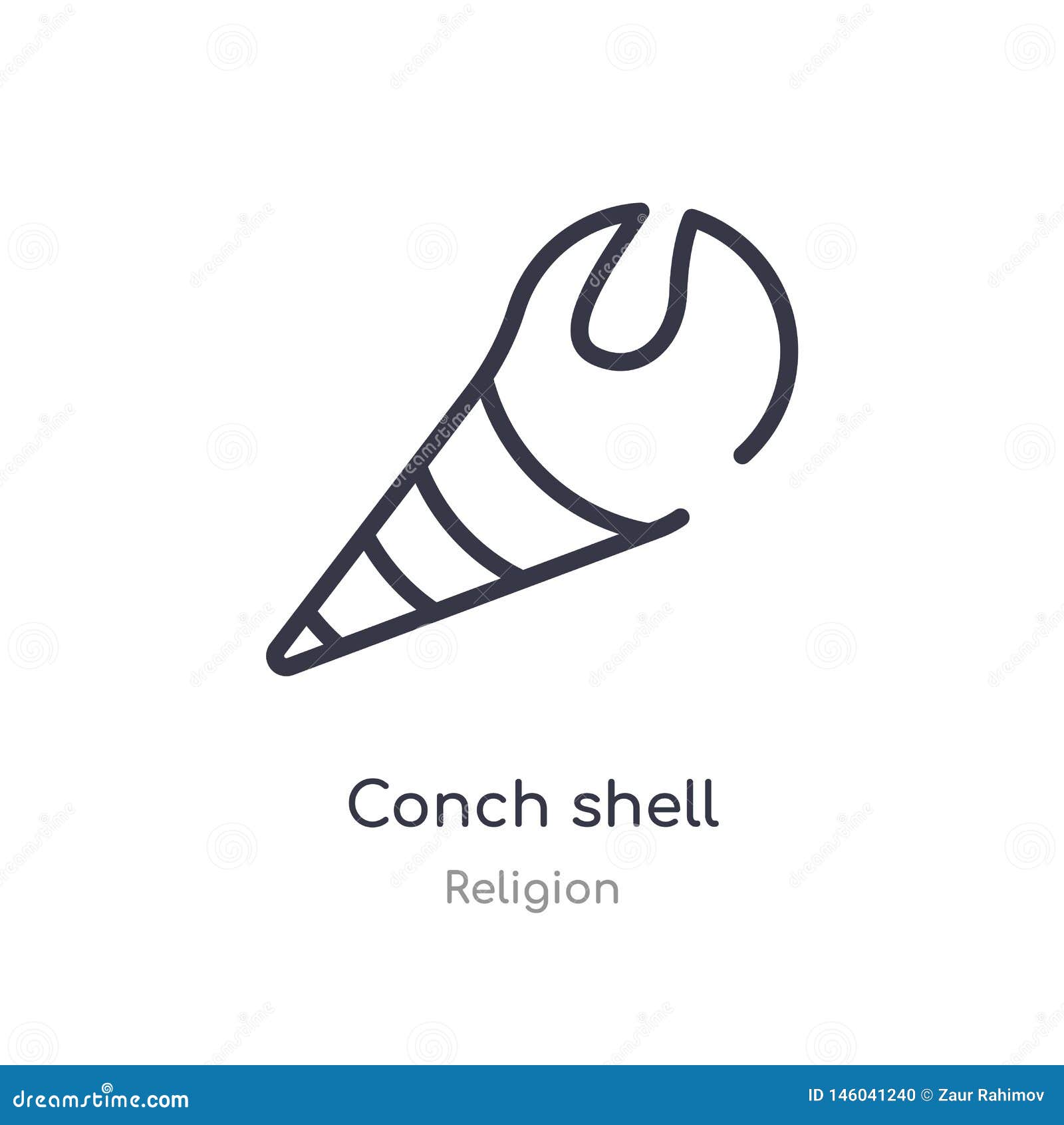 Conch Shell Outline Icon. Isolated Line Vector Illustration from ...