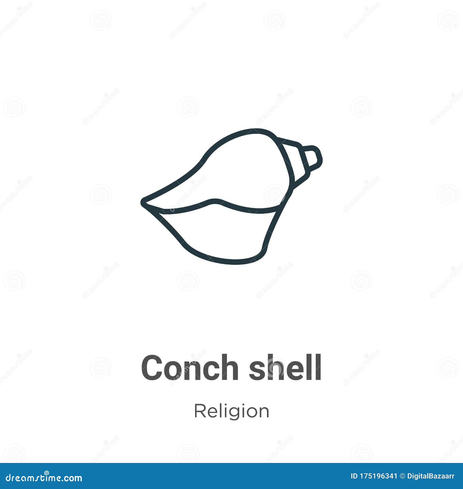 Conch Shell Outline Vector Icon. Thin Line Black Conch Shell Icon, Flat ...