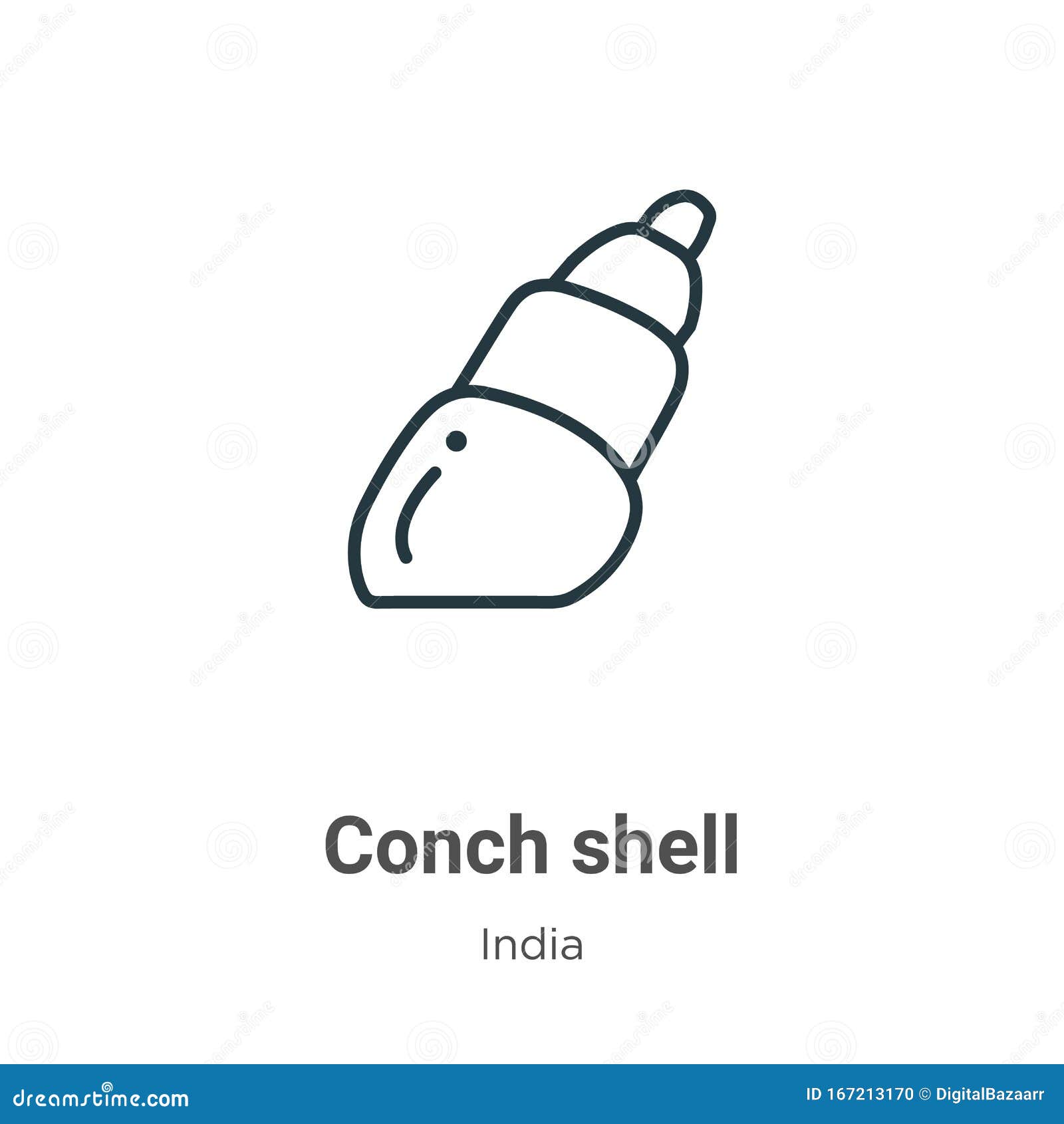 Conch Shell Outline Vector Icon. Thin Line Black Conch Shell Icon, Flat ...