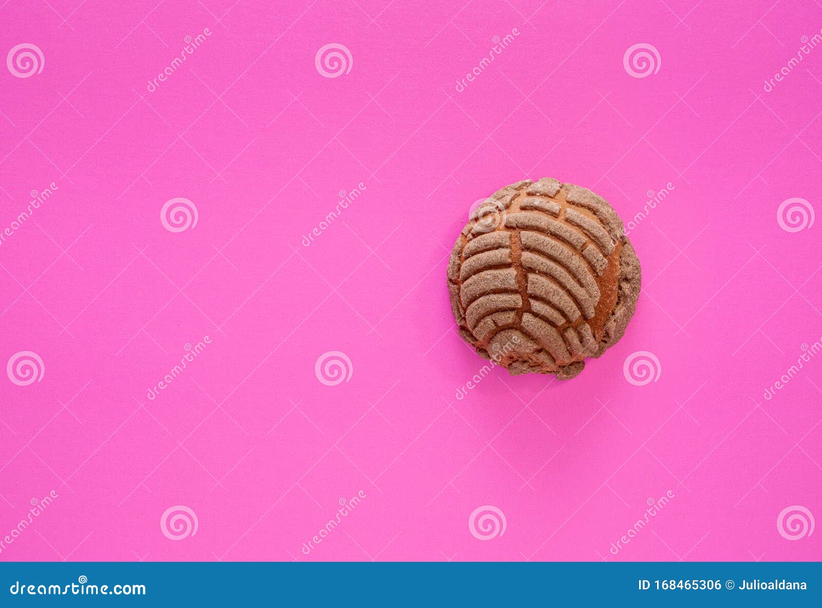 Concha Bread, Mexican Sweet Scone on Pink Surface. Stock Photo - Image ...