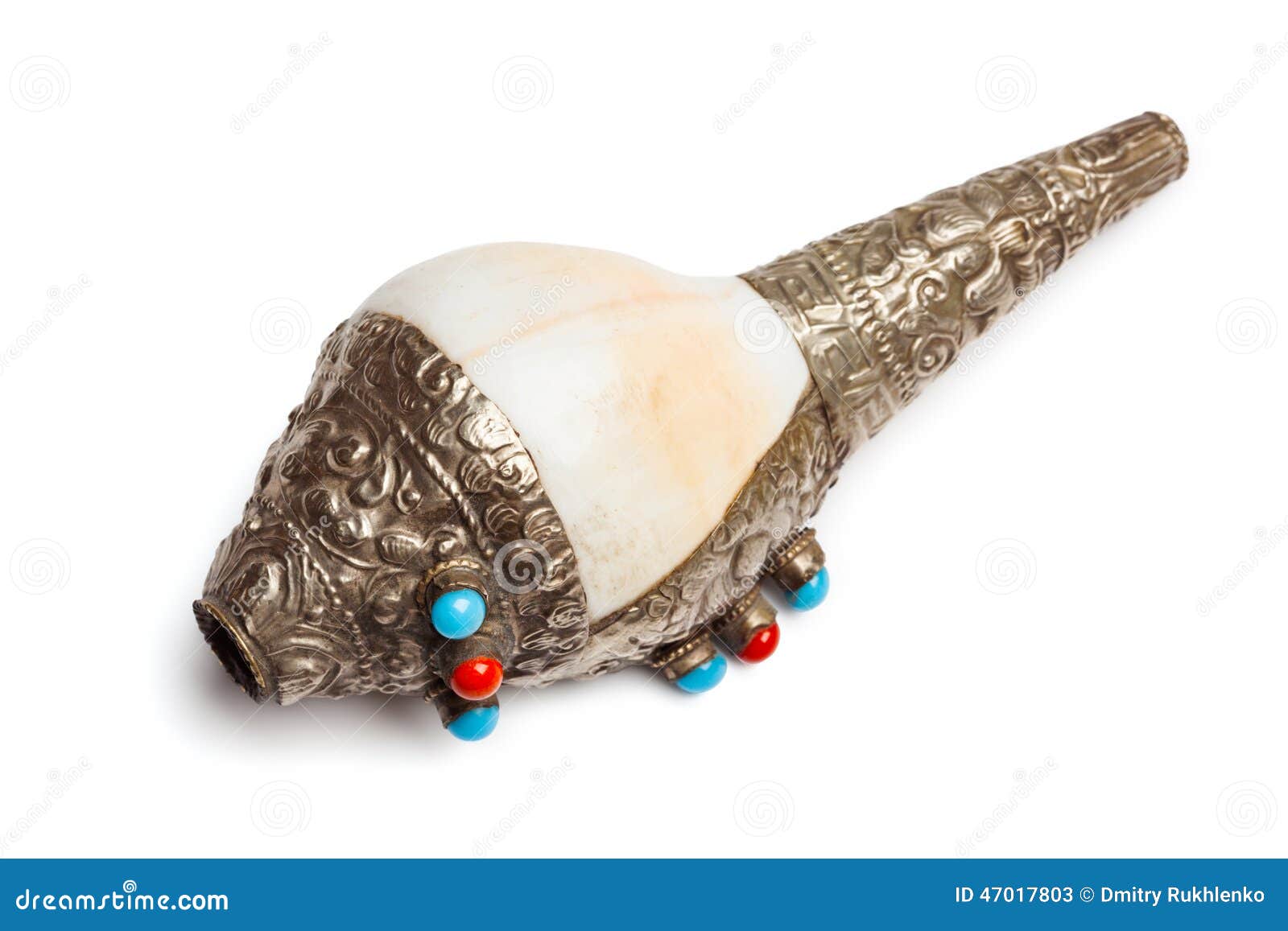 Concha Budista Tibetana Shell Horn Dung-Dkar Imagen de archivo - Imagen ...