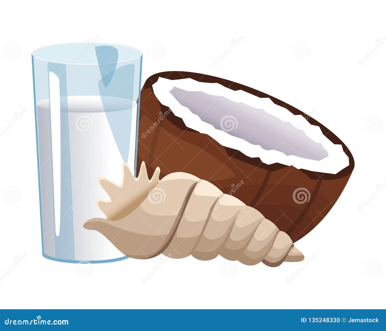 Concha Marina Del Agua Del Coco Ilustración del Vector - Ilustración de ...