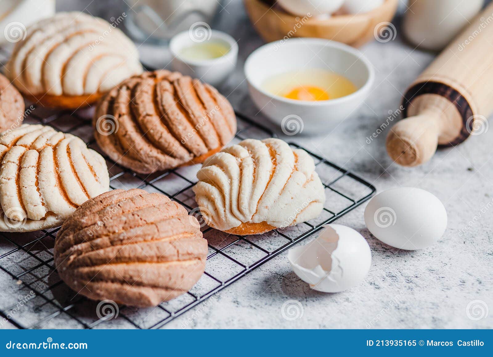 Conchas Mexican Bread Top View Baking Ingredients in Mexico Stock Image ...