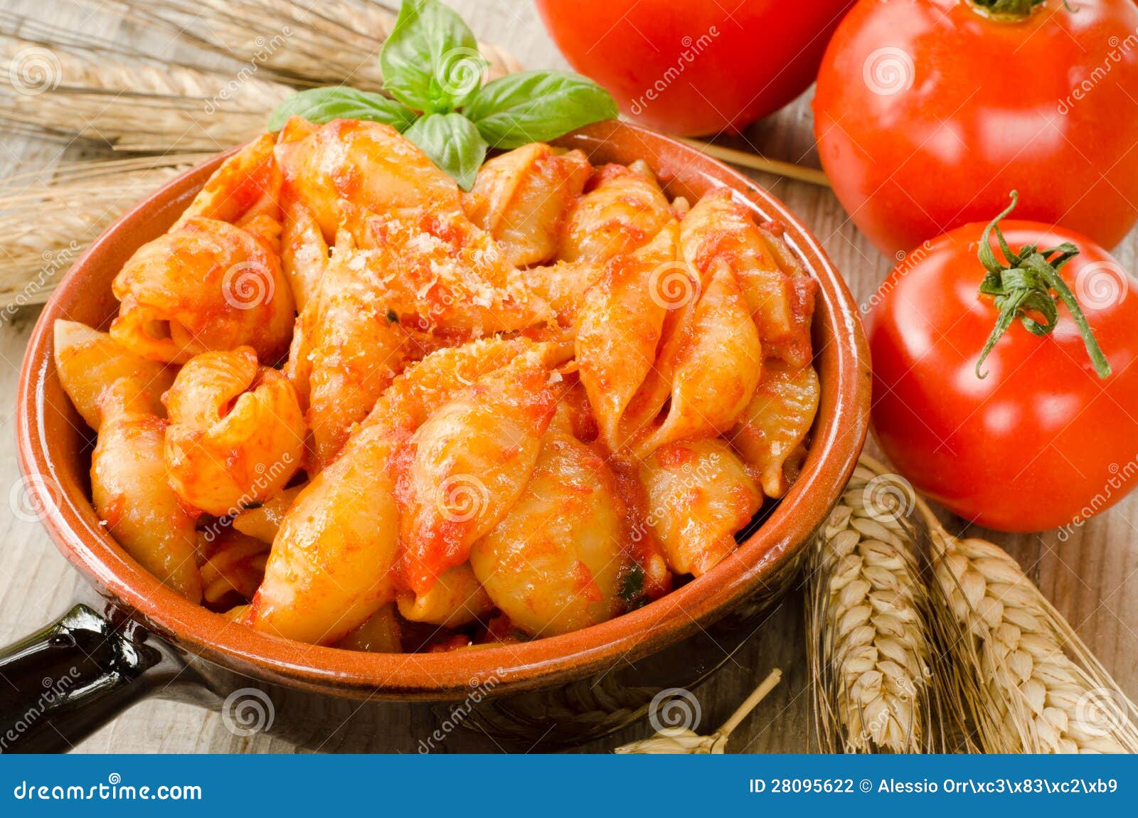 Conchiglie with Tomato Sauce Stock Photo - Image of healthy, delicious ...
