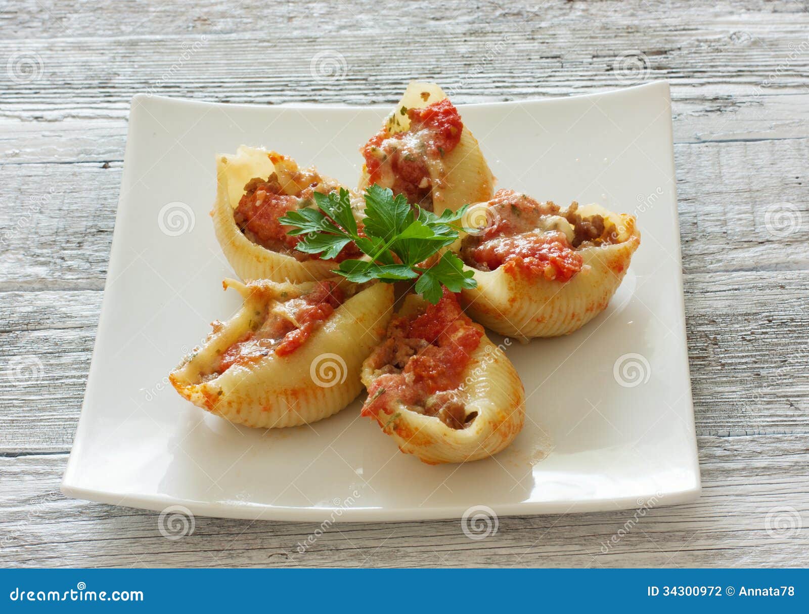 Conchiglioni Pasta Stuffed with Mincemeat Stock Photo - Image of ...
