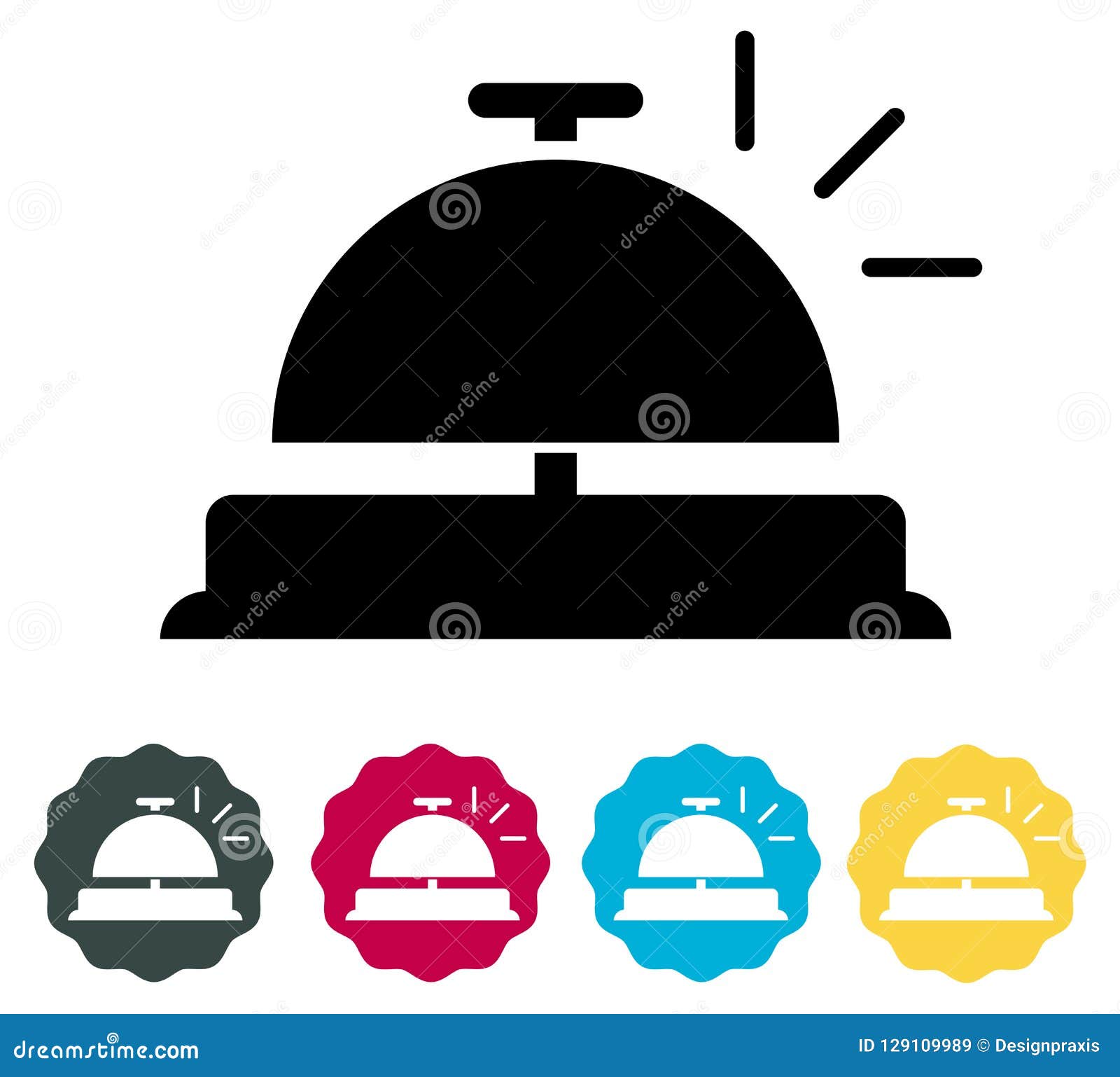 Concierge Bell Icon. Cracked Blue Ice Concierge Bell Symbol On Blue ...