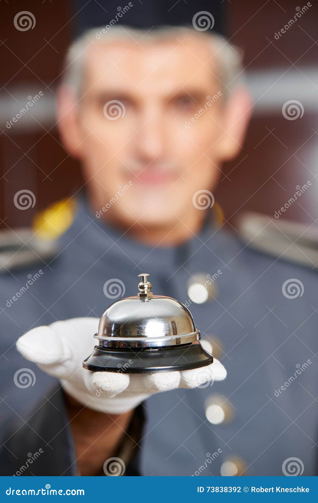 Concierge Holding Hotel Bell on Hand Stock Photo - Image of attention ...