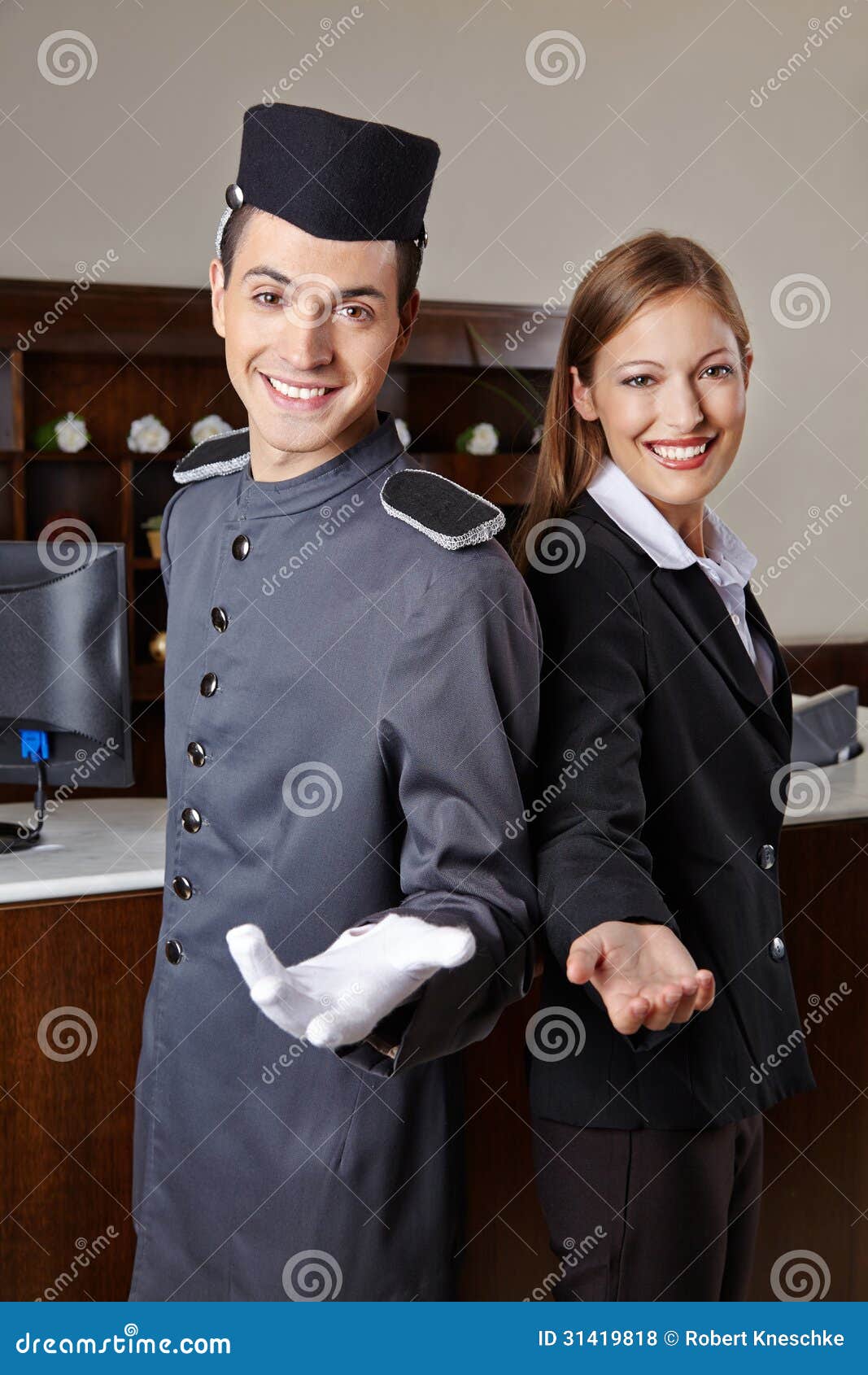 Concierge and Receptionist in Hotel Stock Photo - Image of smile, hand ...