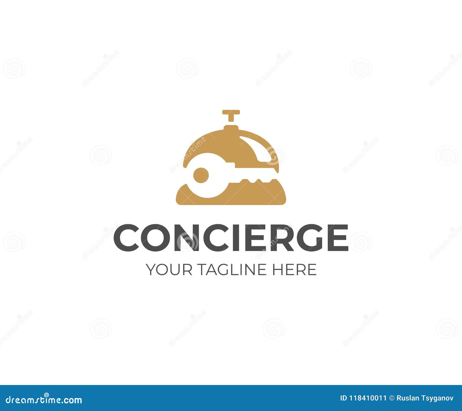 Concierge Service Logo Template. Reception Bell and Key Vector Design ...