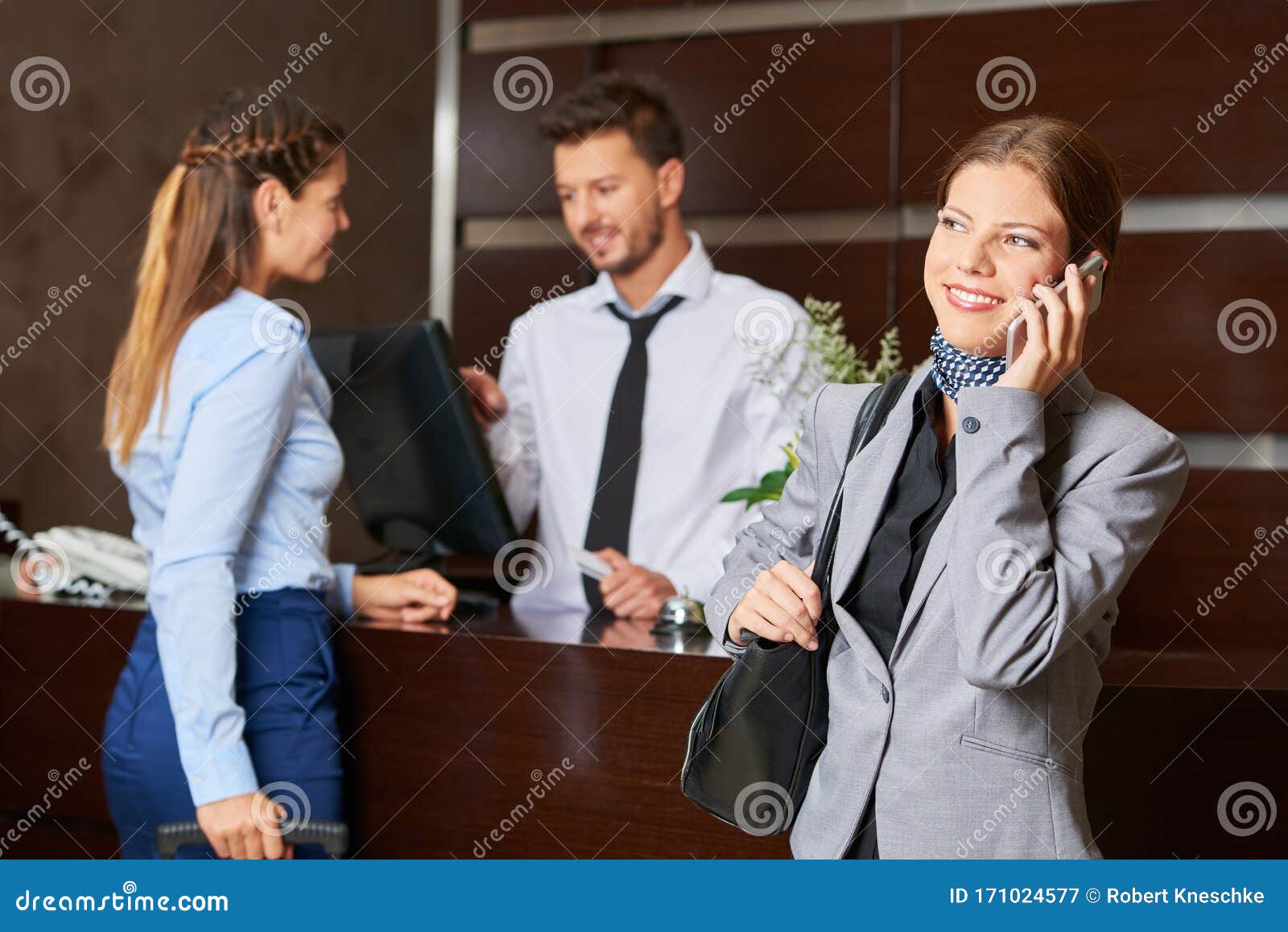 Concierge Serves Guests at the Hotel Stock Image - Image of happy ...