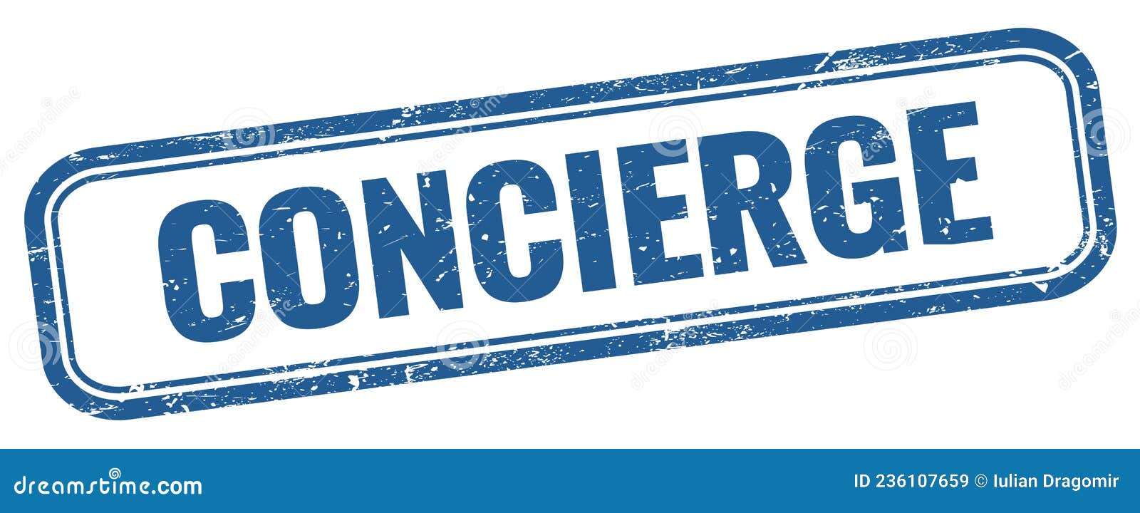 CONCIERGE Text on Blue Grungy Vintage Stamp Stock Illustration ...