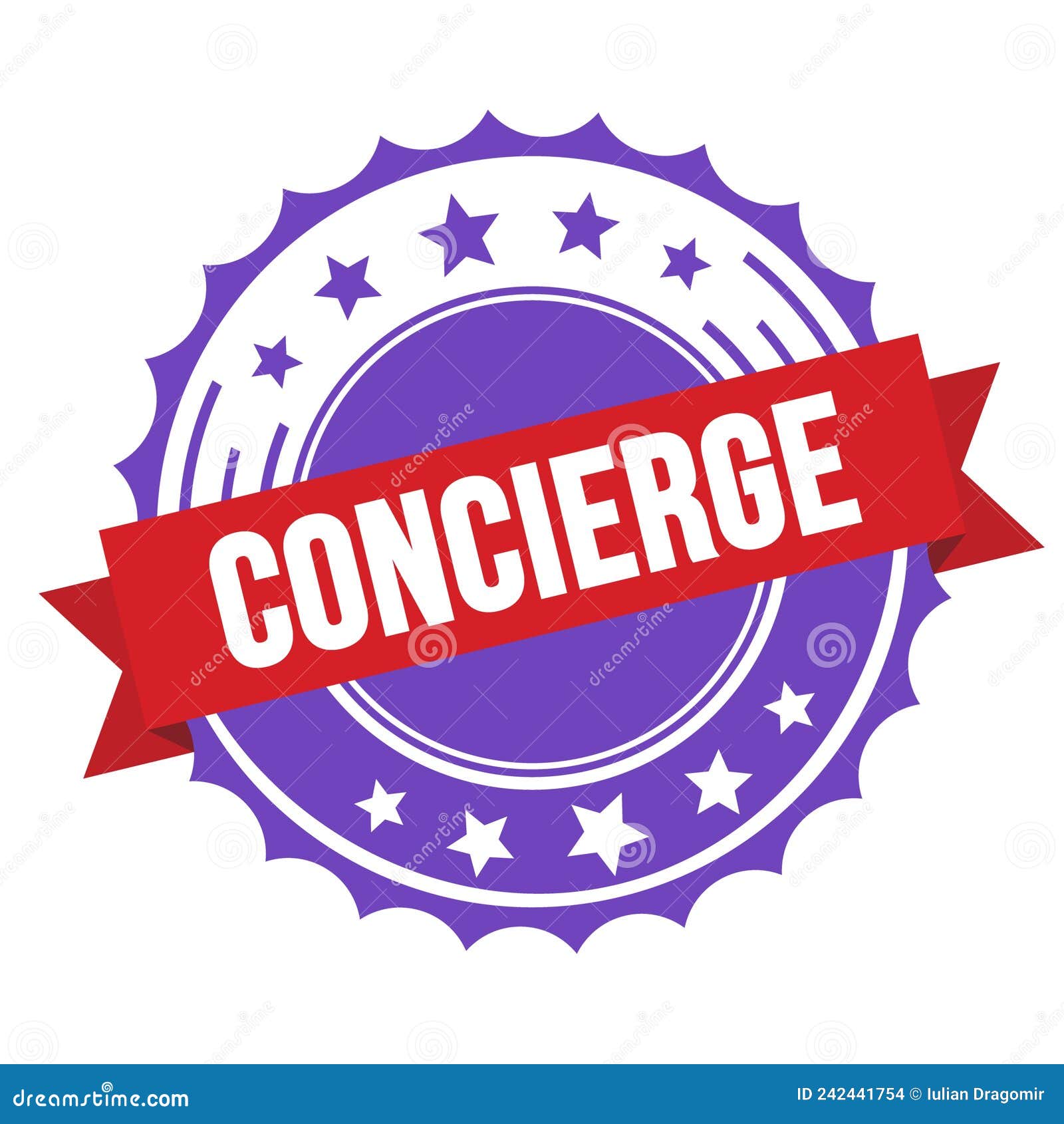 CONCIERGE Text on Red Violet Ribbon Stamp Stock Illustration ...