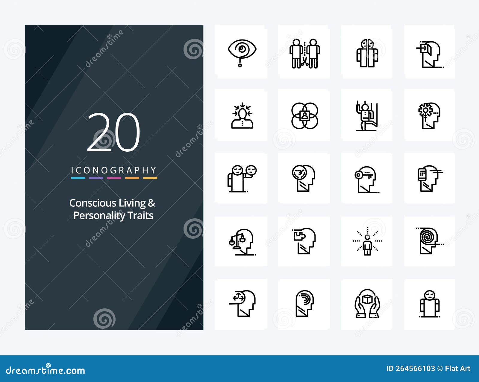 OutLine 25 Concious Living And Personality Traits Icon Set. Vector Line ...