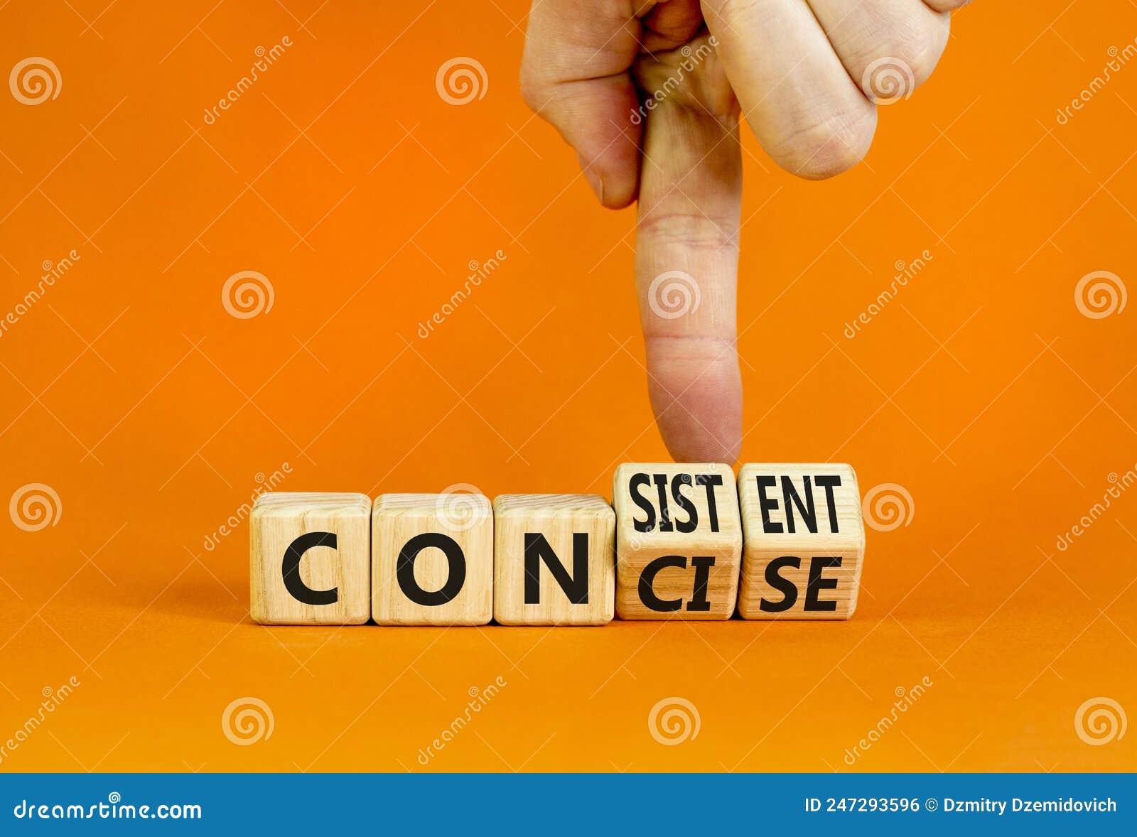 Concise or Consistent Symbol. Businessman Turns Wooden Cubes and ...