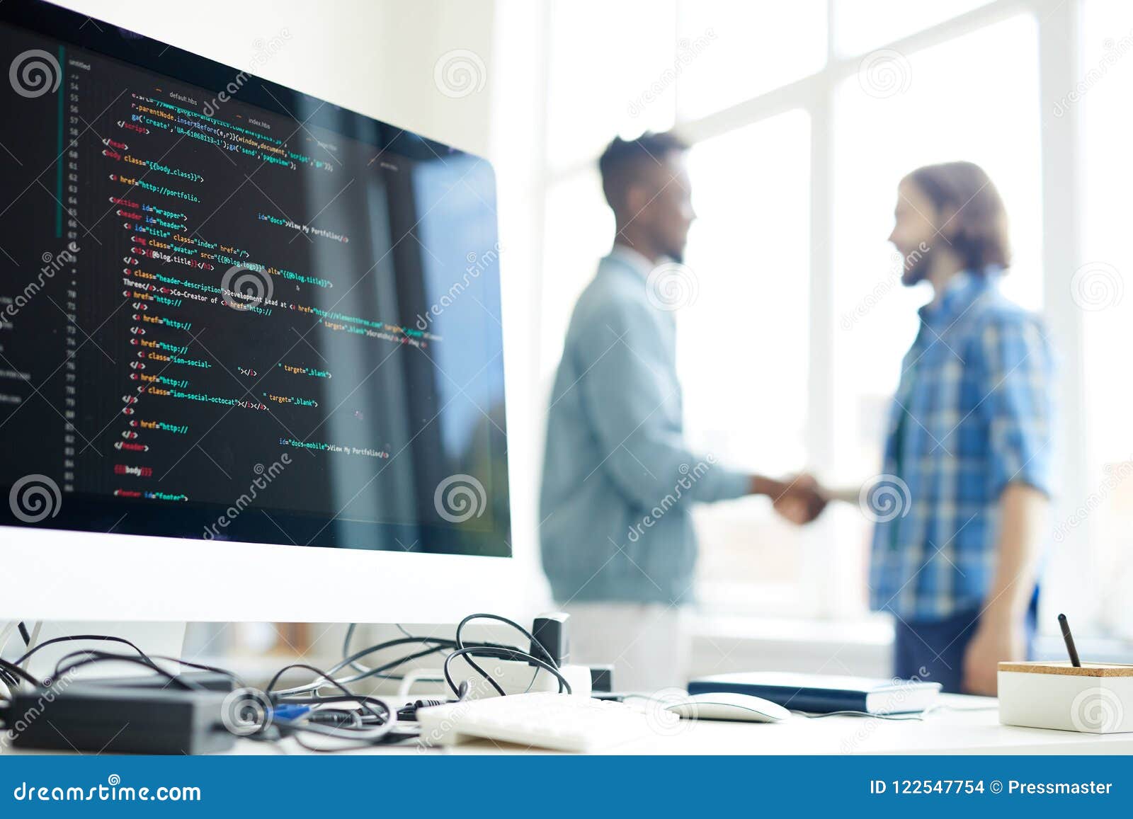 Concluding Deal with Coding Company Stock Photo - Image of computer ...
