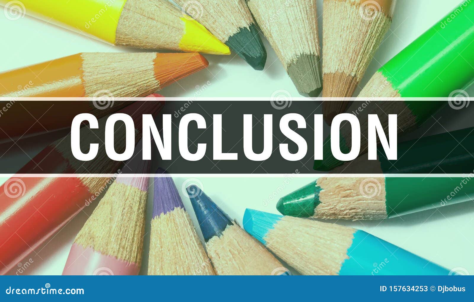 Conclusion Concept Banner with Texture from Colorful Items of Education ...