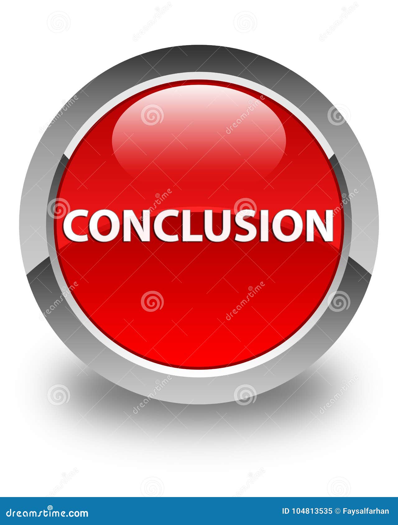 Conclusion Glossy Red Round Button Stock Illustration - Illustration of ...