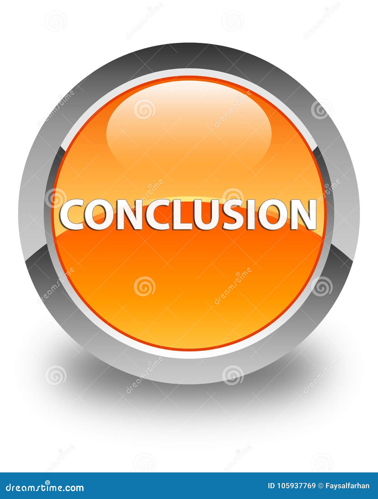 Conclusion Glossy Orange Round Button Stock Illustration - Illustration ...