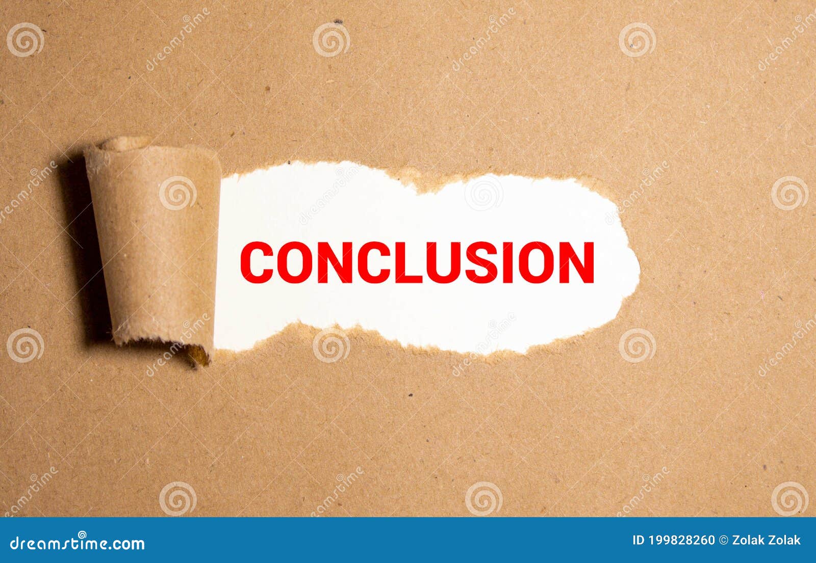 Conclusion Message Written Under Torn Paper Stock Photo - Image of ...