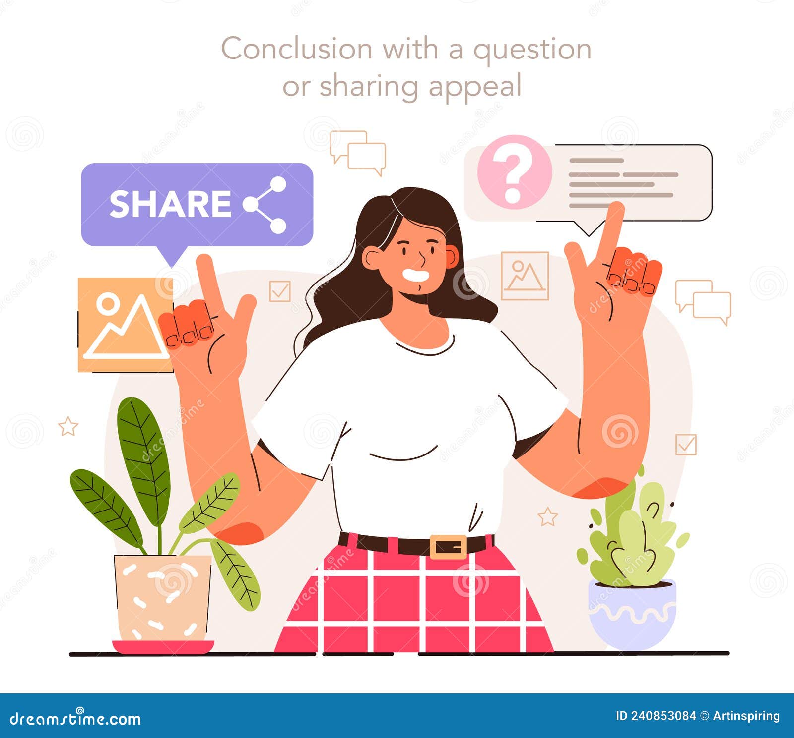 Conclusion with a Question or Sharing Appeal. Social Media Content ...