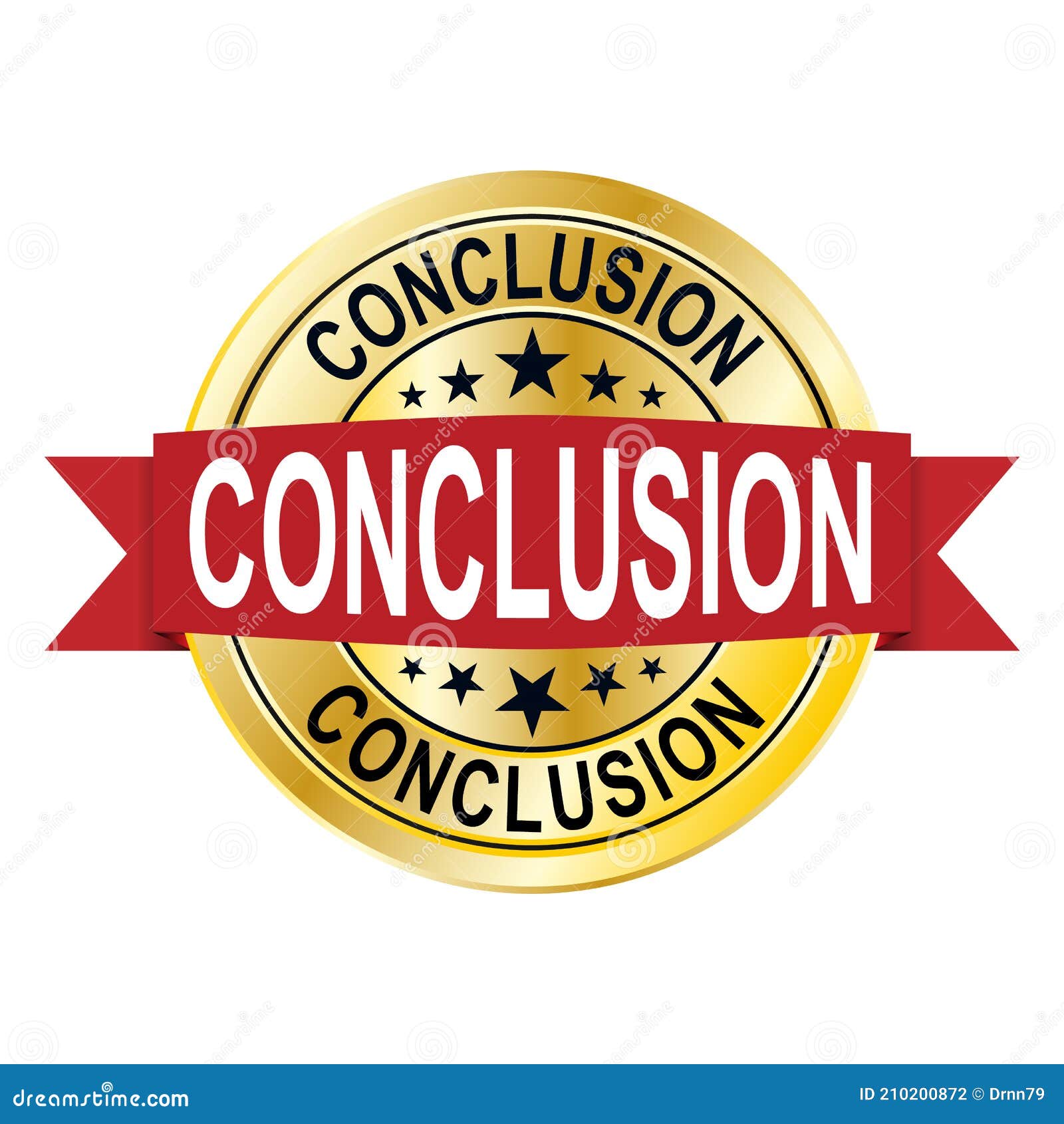 Conclusion. Conclusion Round Blue And Gold Label Isolated On ...