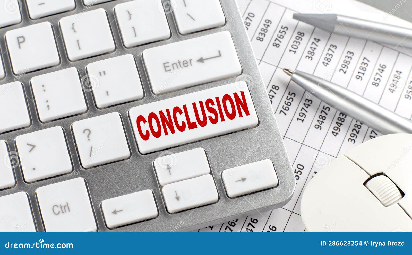 CONCLUSION Text on a Keyboard Wirh Chart and Pencil Stock Photo - Image ...