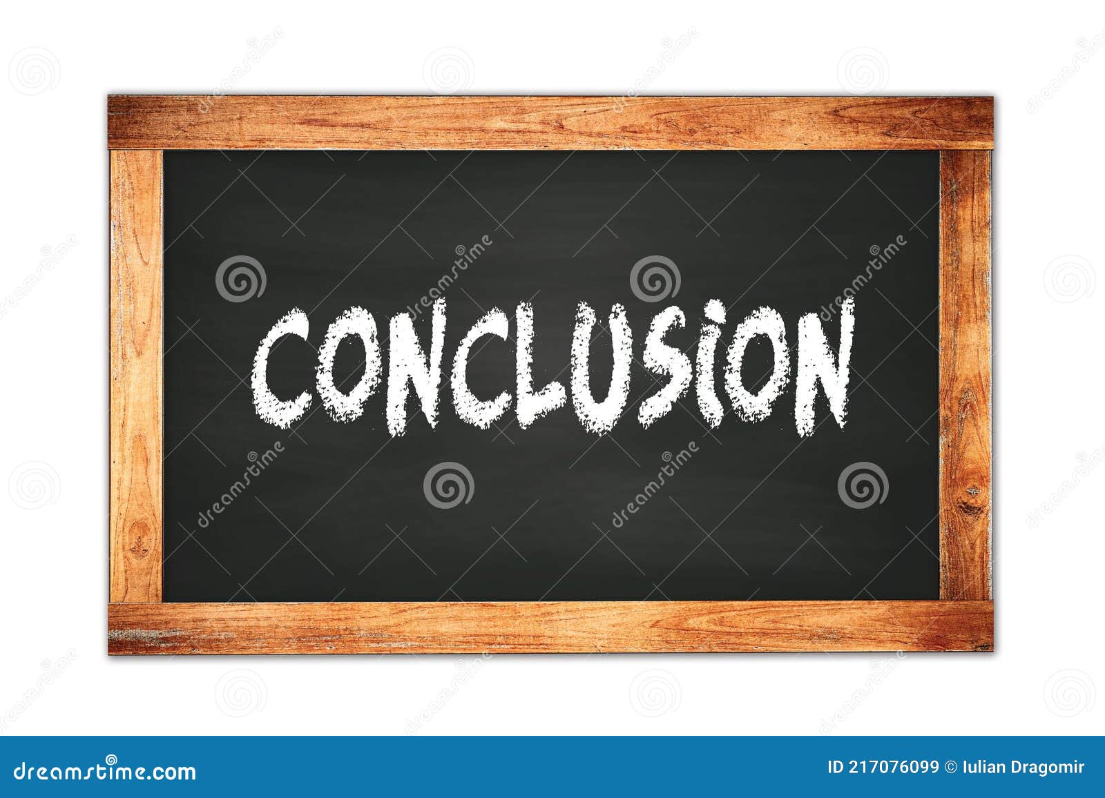 CONCLUSION Text Written on Wooden Frame School Blackboard Stock ...