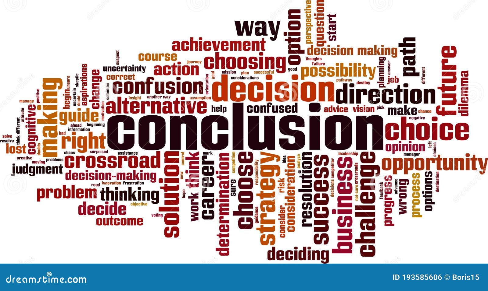 Conclusion word cloud stock vector. Illustration of crossroads - 193585606