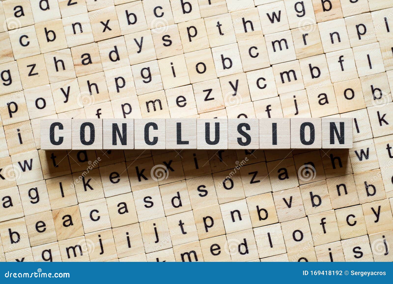 Conclusion Word Made Of Square Letter Word On Green Background. Stock ...