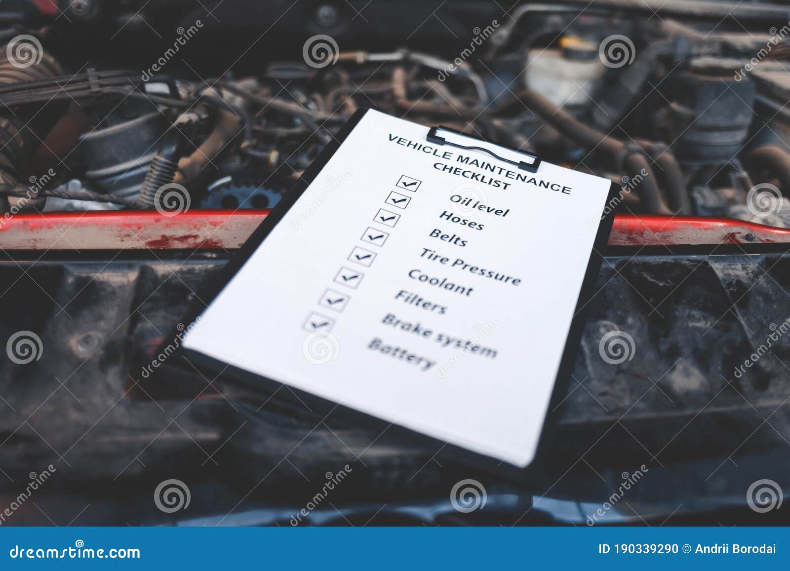Conclusions about a Successful Inspection Lie on the Car Engine. Auto ...