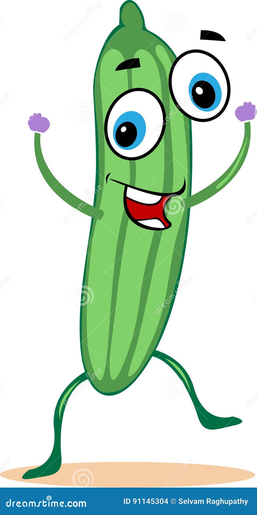 Concombre drôle illustration de vecteur. Illustration du vert - 91145304