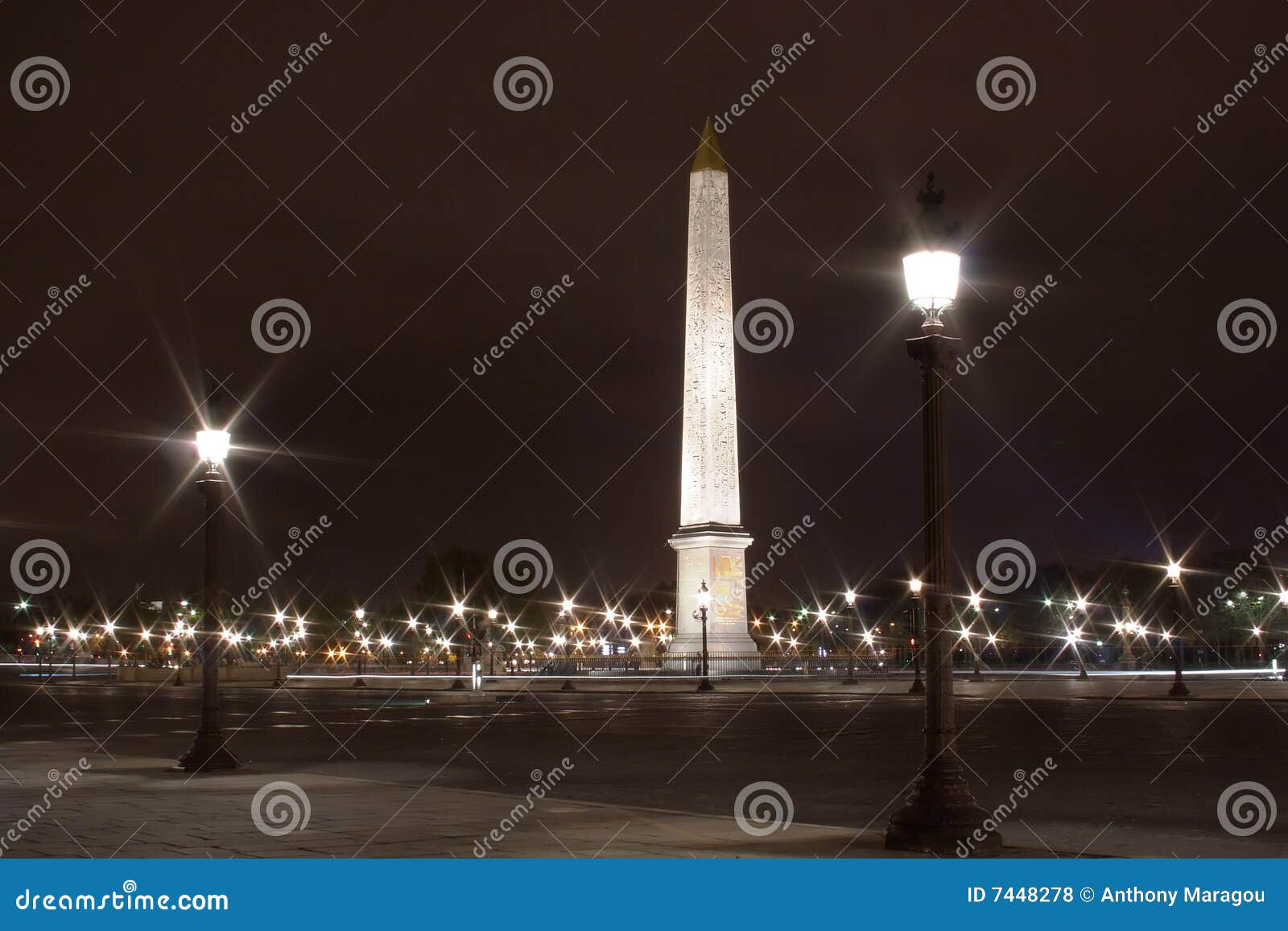 Concorde Obelisc by night stock photo. Image of night - 7448278