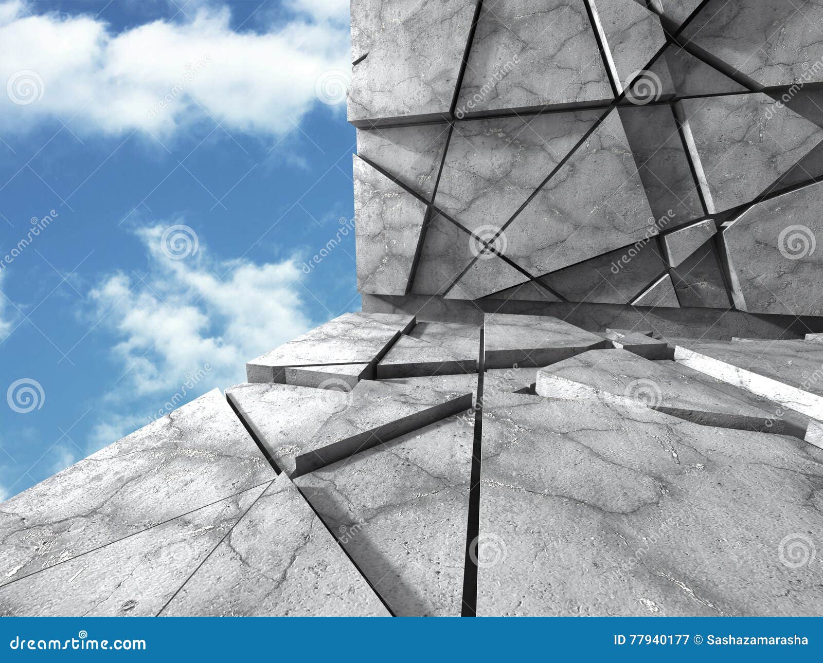 Concrete Abstract Architecture on Cloudy Sky Background Stock ...