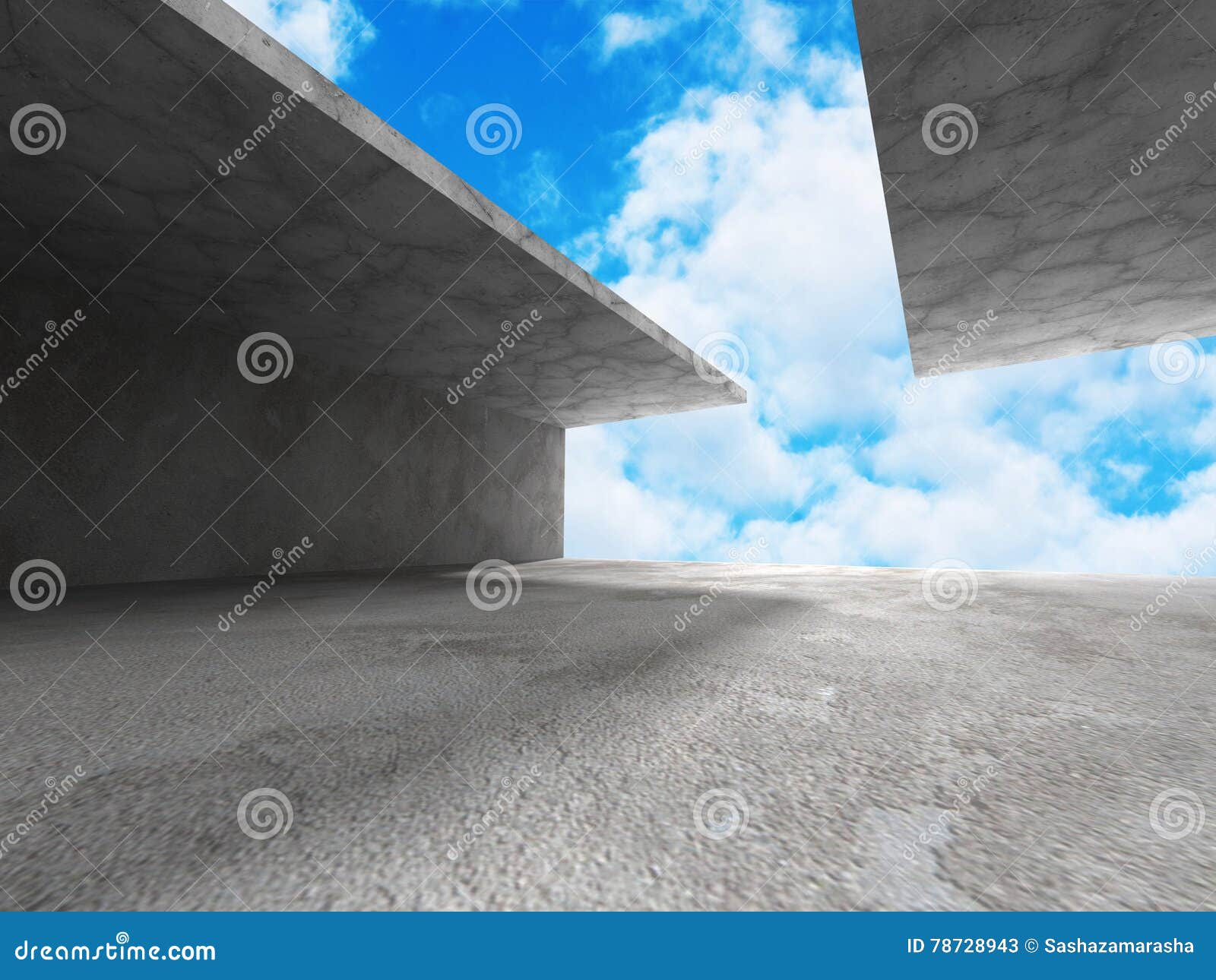 Concrete Abstract Architecture on Cloudy Sky Background Stock ...