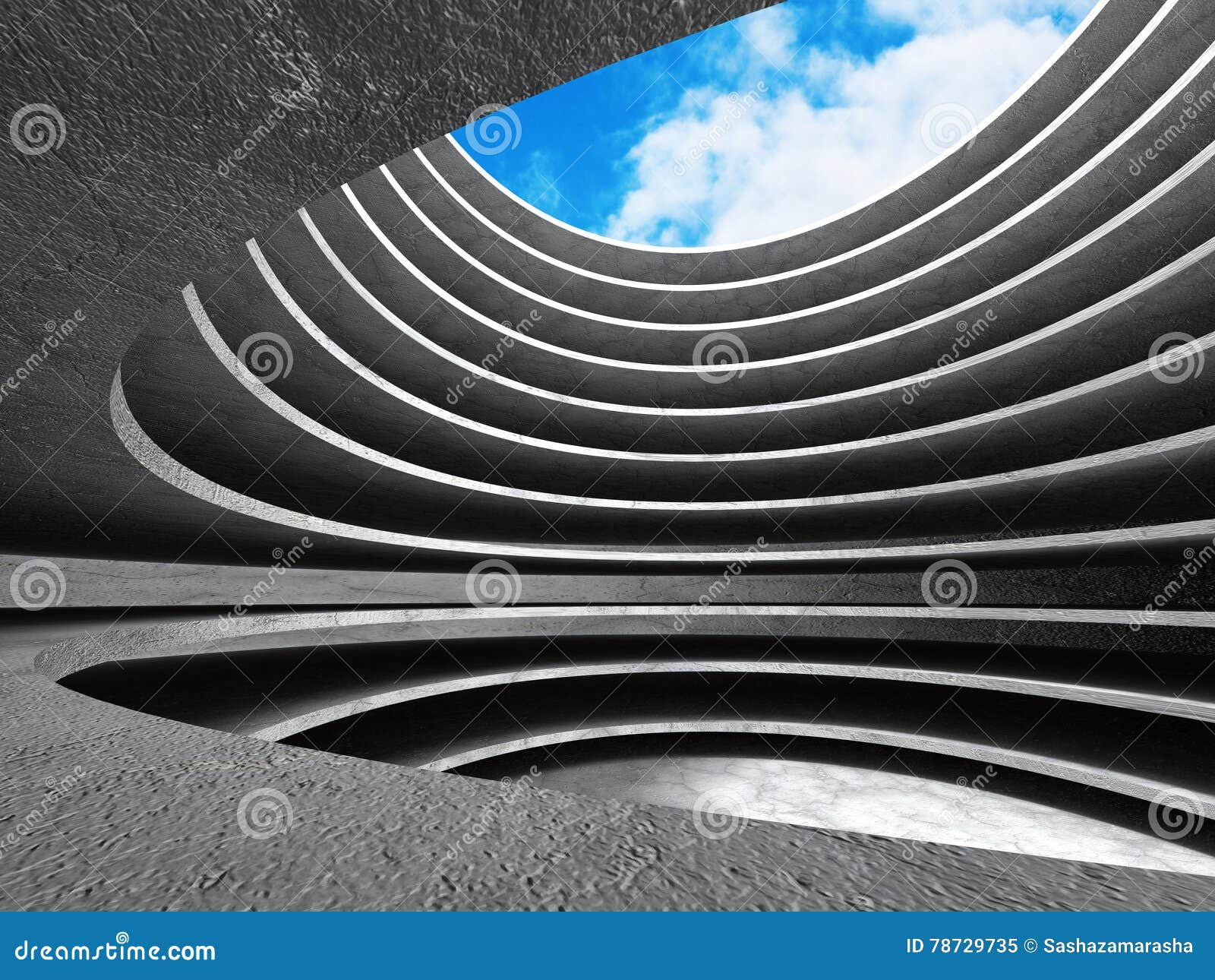 Concrete Abstract Architecture on Cloudy Sky Background Stock ...