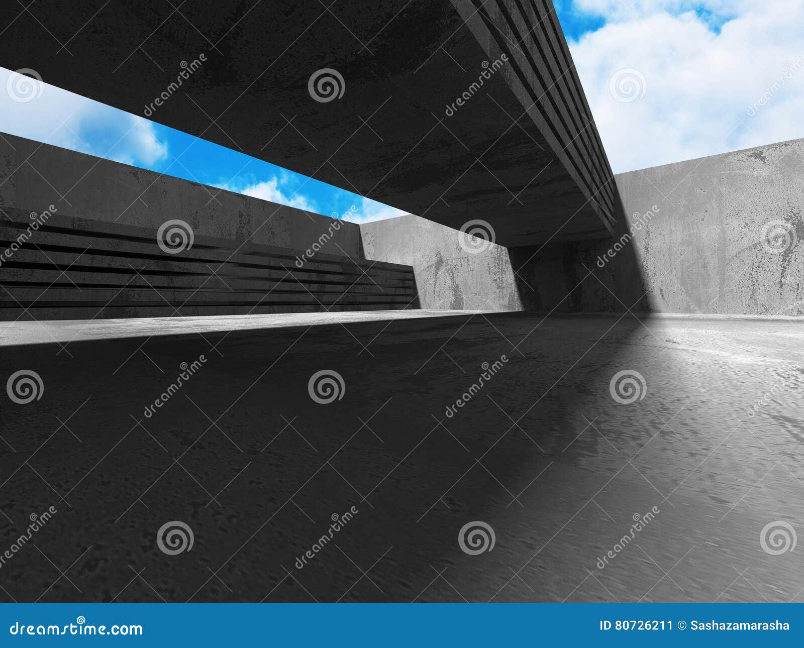 Concrete Abstract Architecture on Cloudy Sky Background Stock ...