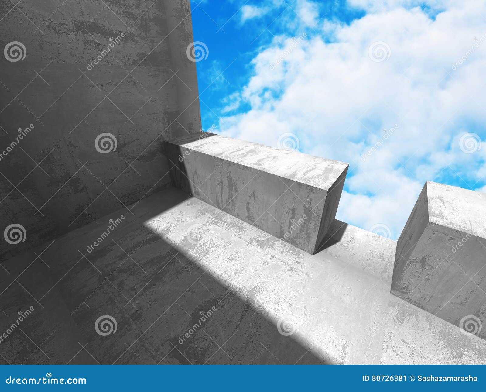 Concrete Abstract Architecture on Cloudy Sky Background Stock ...