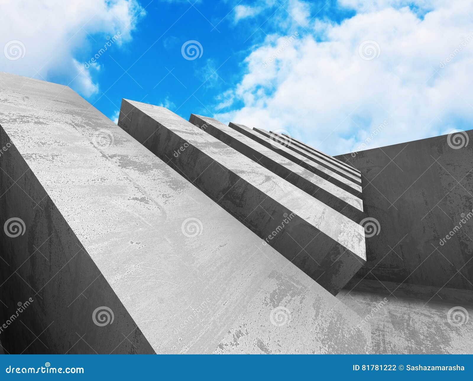 Concrete Abstract Architecture on Cloudy Sky Background Stock ...