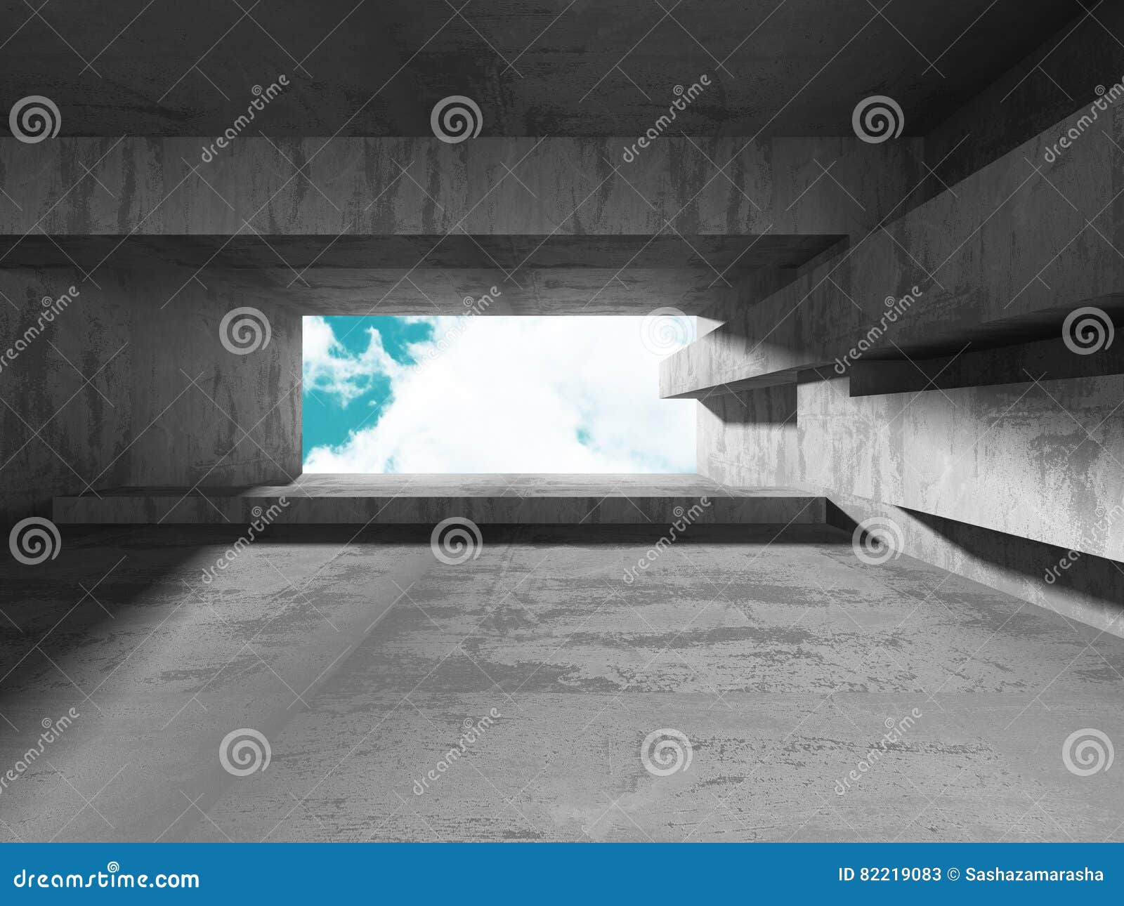 Concrete Abstract Architecture on Cloudy Sky Background Stock ...