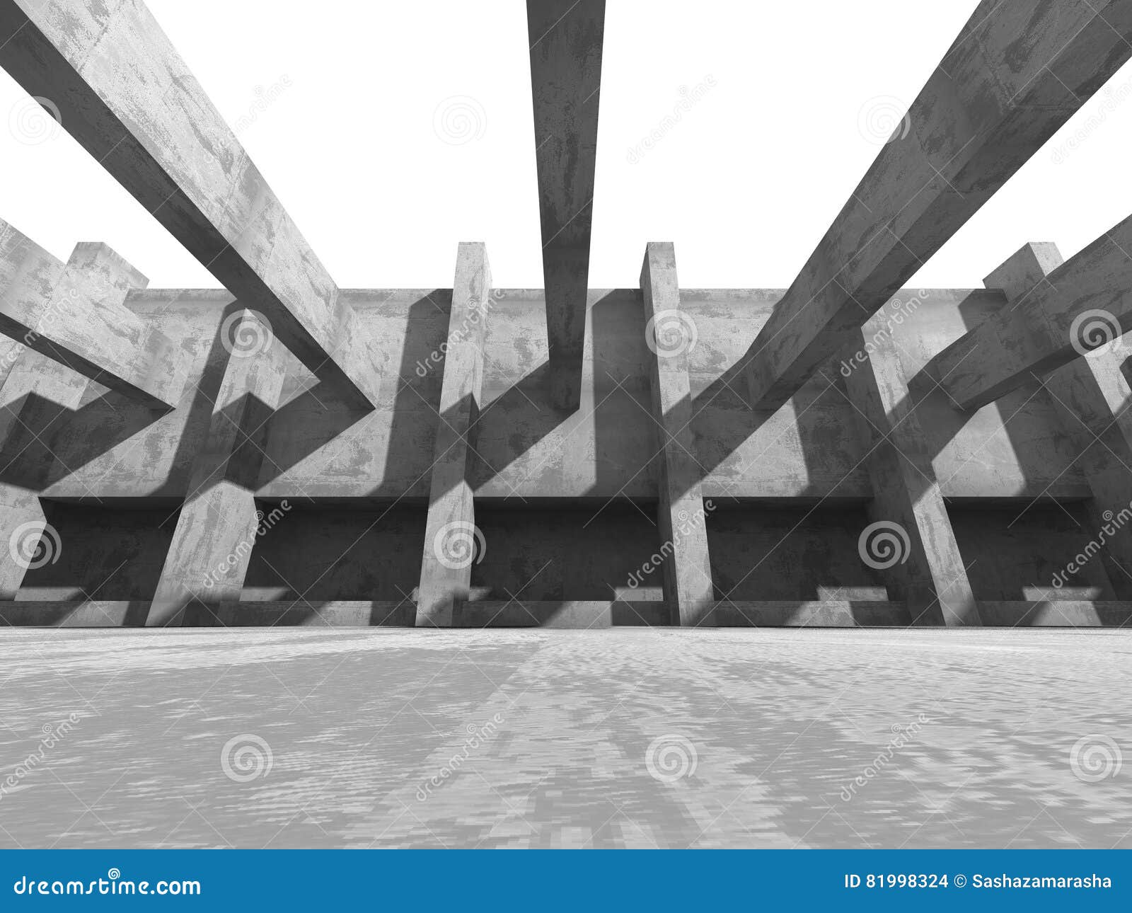 Concrete Abstract Architecture on White Background Stock Illustration ...