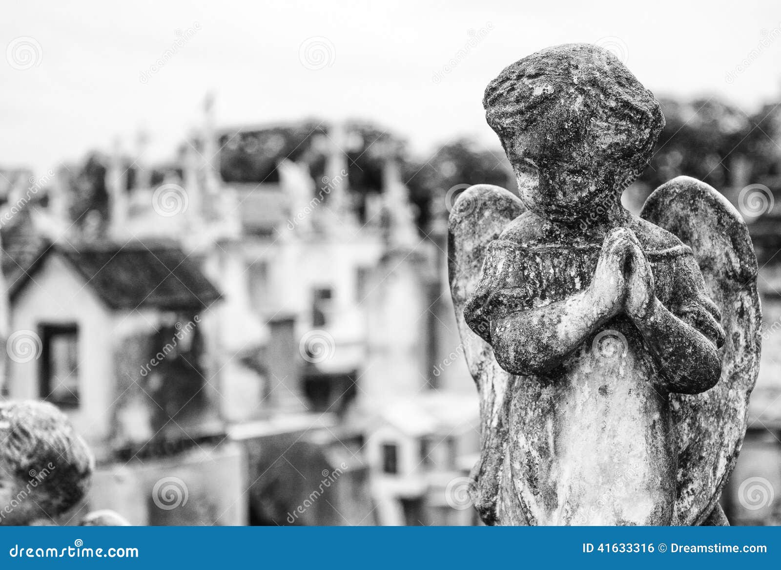 Concrete Angel at cemetery stock photo. Image of statue - 41633316