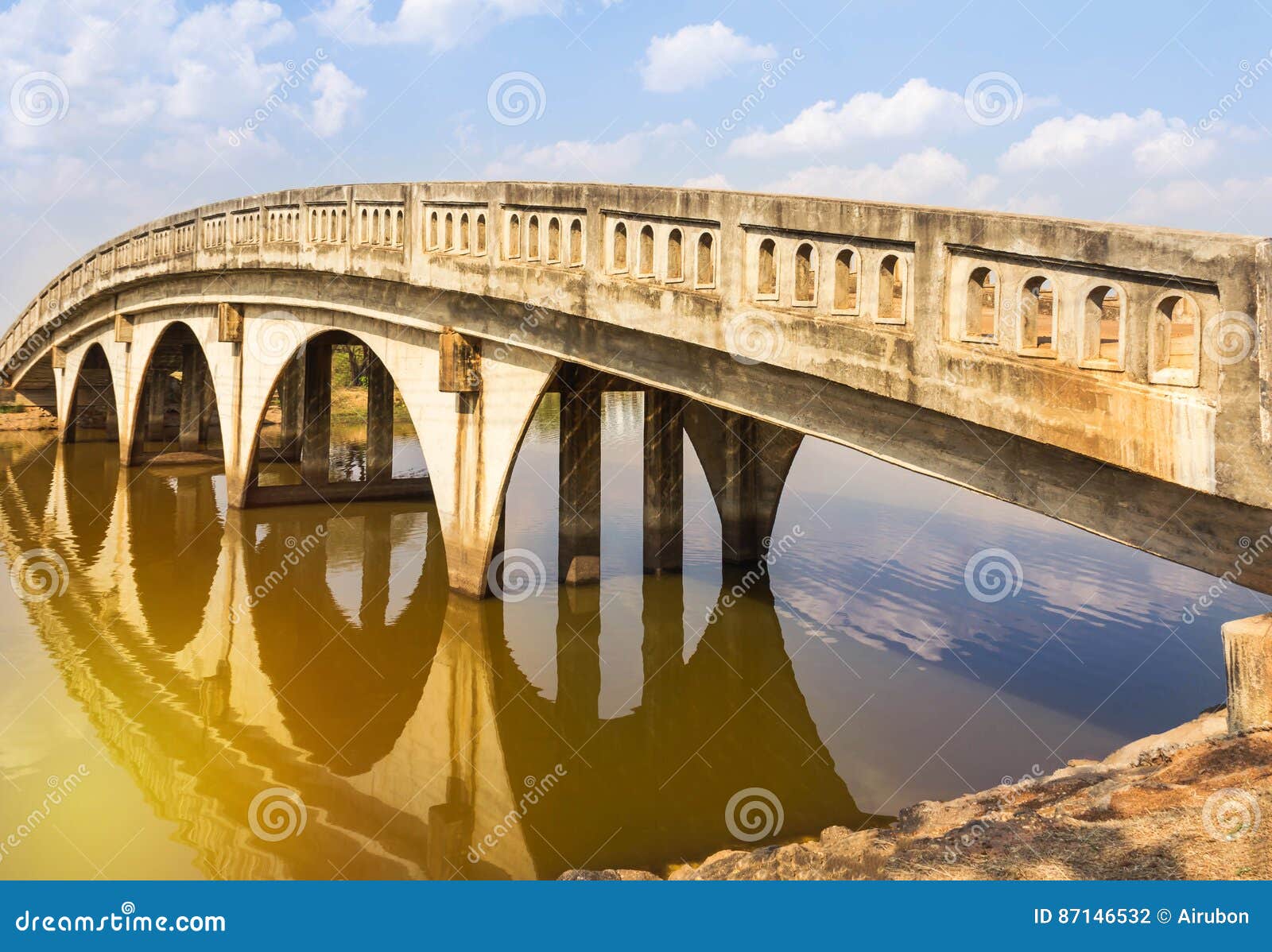 Concrete Arch Bridge Cross the Canal Stock Photo - Image of empty ...