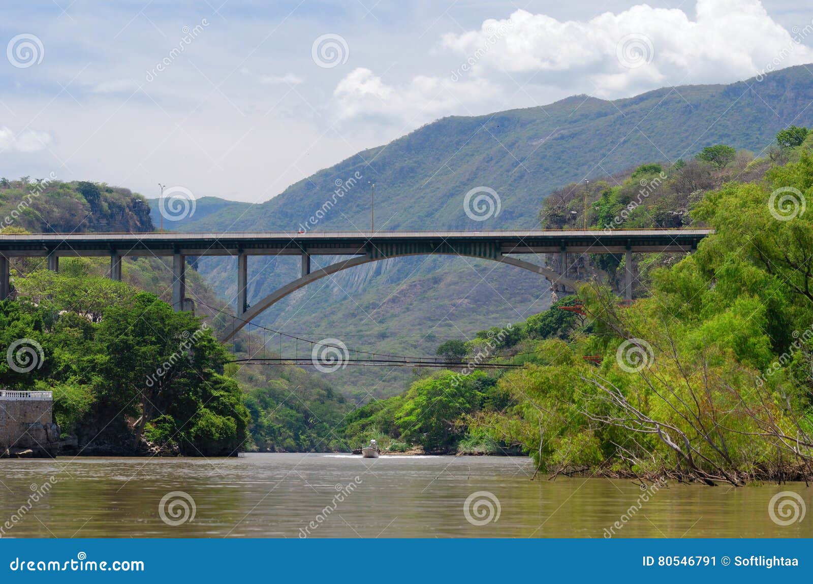 Concrete arch bridge. stock image. Image of rocky, concrete - 80546791