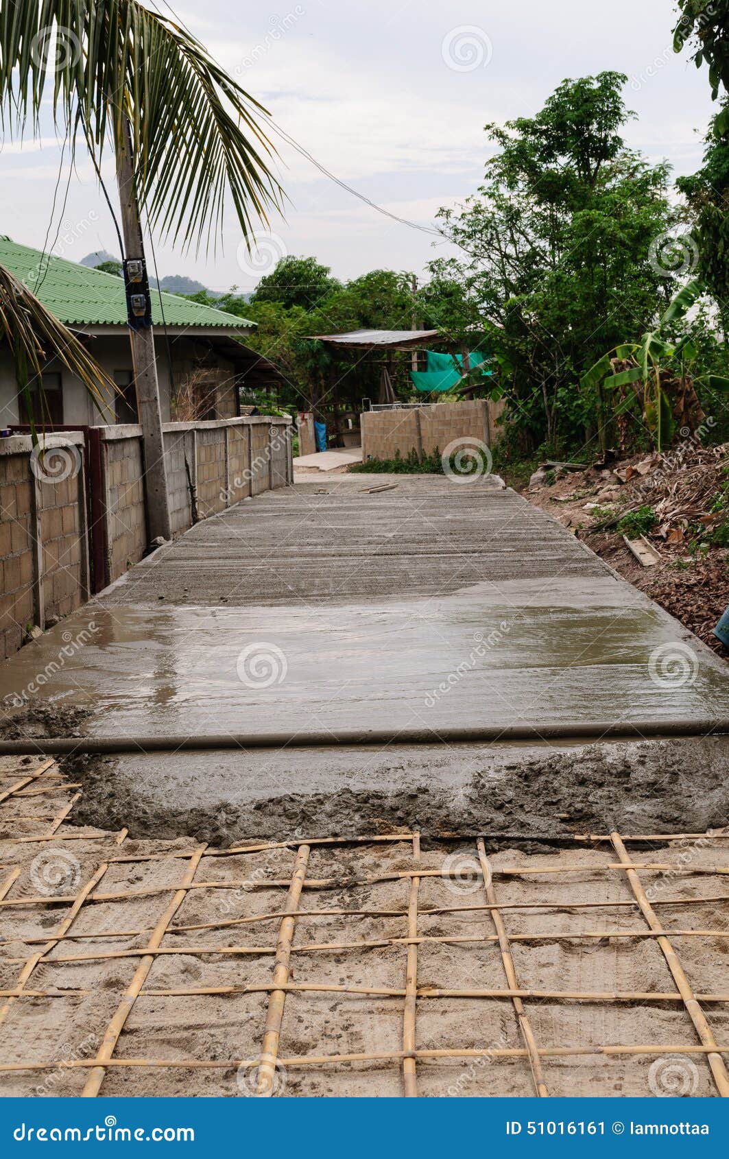 Concrete and bamboo stock image. Image of stone, bamboo - 51016161