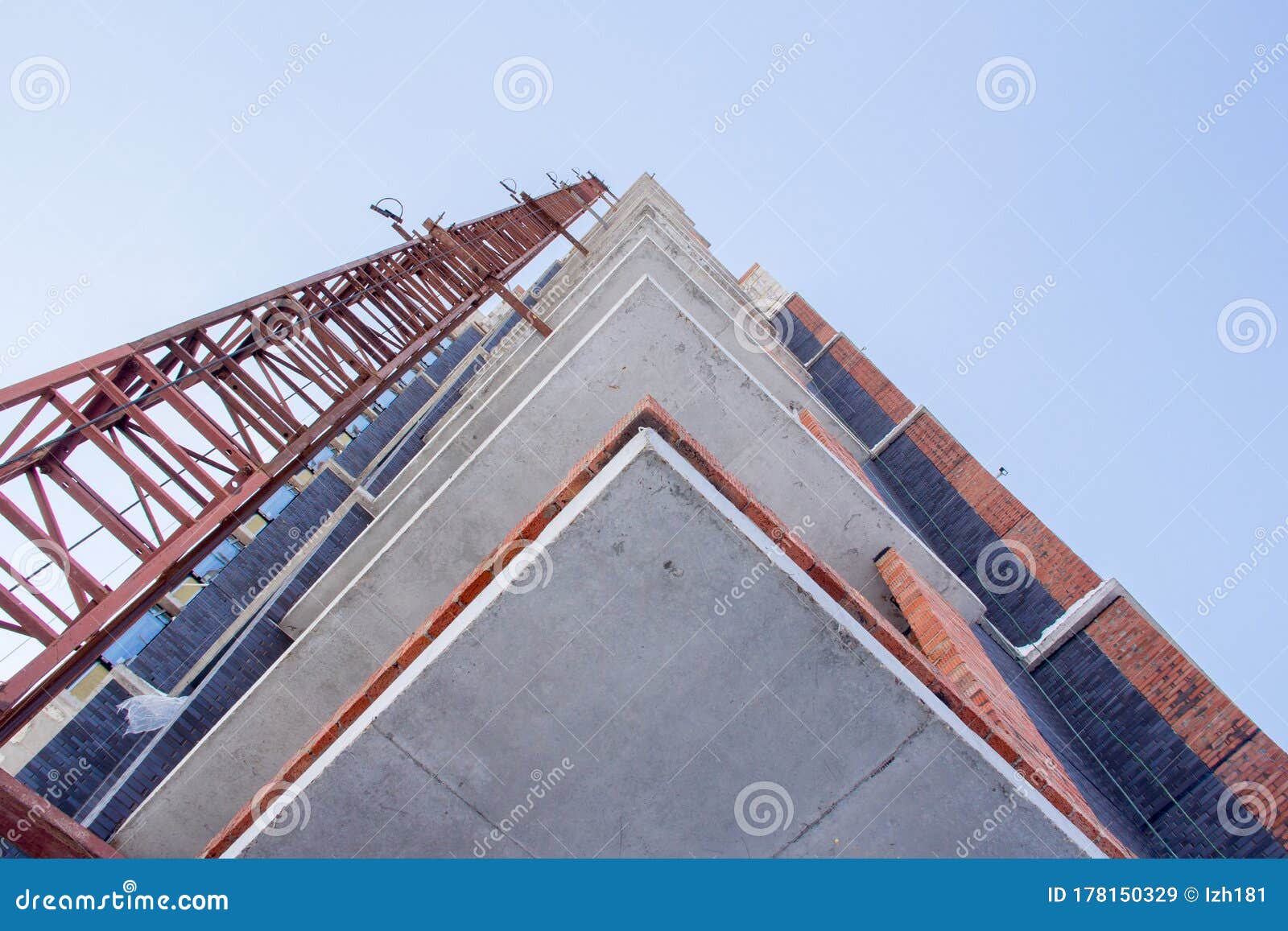Concrete Base of the Building and Brickwork during Construction Stock ...
