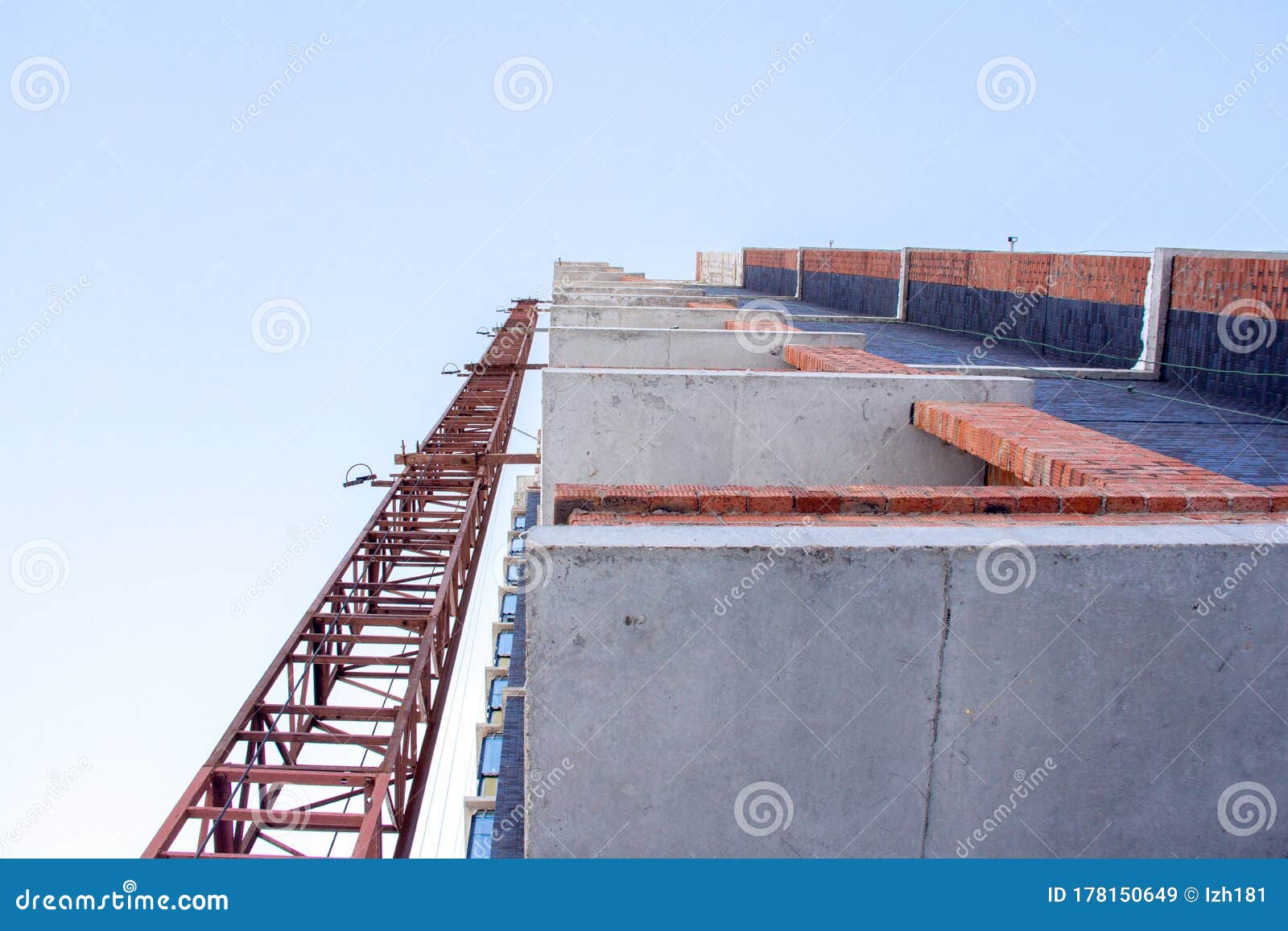 Concrete Base of the Building and Brickwork during Construction Stock ...