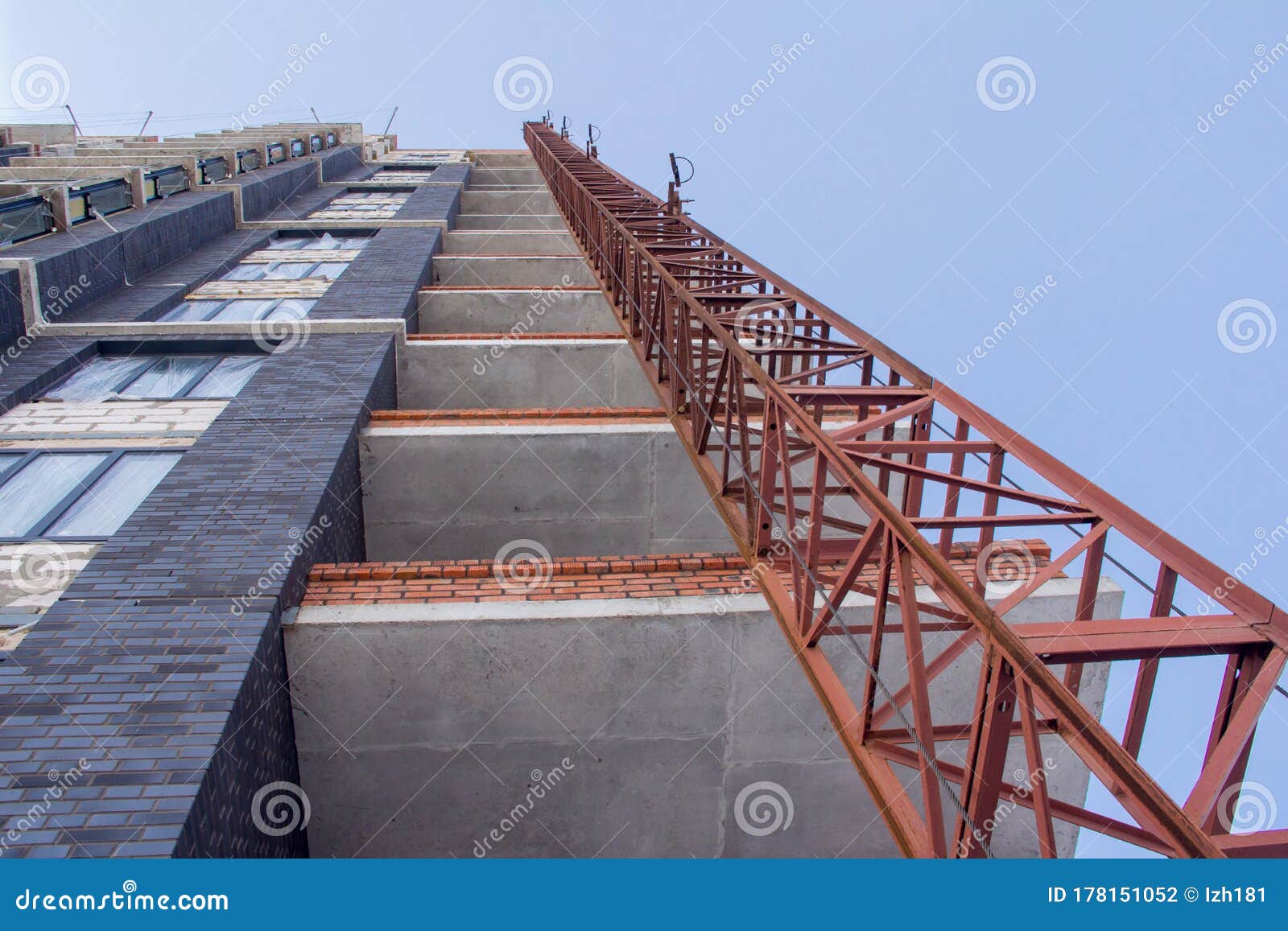 Concrete Base of the Building and Brickwork during Construction Stock ...
