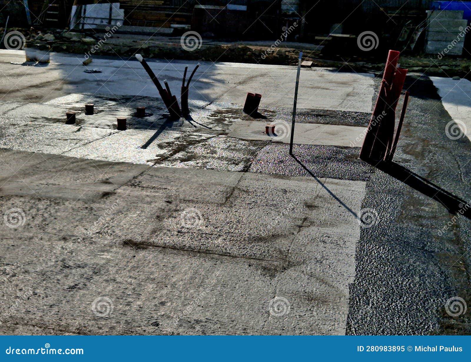 Concrete Base Plate Insulation. Coating Under the Wall before Stock ...